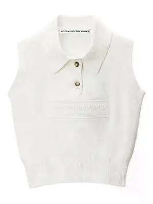 Alexander Wang Chenille Logo-embossed Top - Neutrals