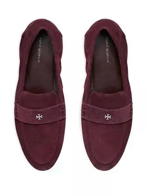 Tory Burch Logo-plaque Suede Loafers