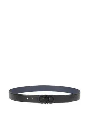 FERRAGAMO Gancini Reversible Leather Belt - Black