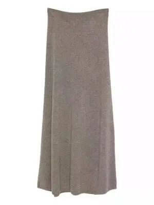 LISA YANG Ribbed-trim A-line Cashmere Skirt - Neutrals