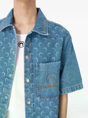 MARINE SERRE Moon-print Denim Shirt