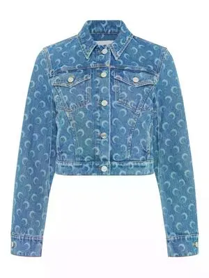MARINE SERRE Moon-print Denim Jacket - Blue