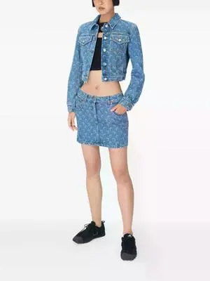 MARINE SERRE Moon-print Denim Jacket - Blue
