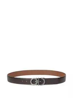 FERRAGAMO Gancini Buckle Leather Belt - Brown