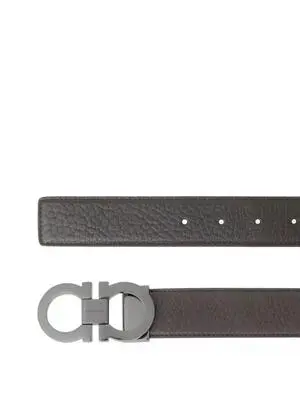 FERRAGAMO Gancini Buckle Leather Belt - Brown