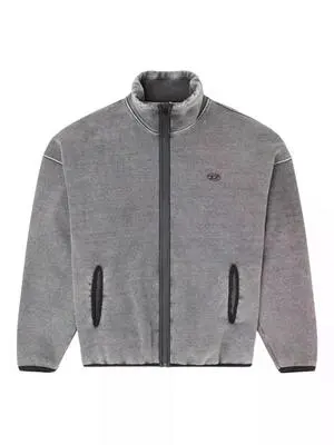 DIESEL® Logo-detail Fleece Zip-up Sweater - Grey