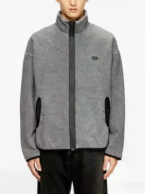 DIESEL® Logo-detail Fleece Zip-up Sweater - Grey