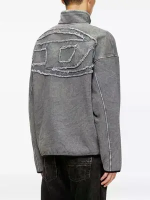 DIESEL® Logo-detail Fleece Zip-up Sweater - Grey