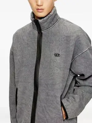 DIESEL® Logo-detail Fleece Zip-up Sweater - Grey