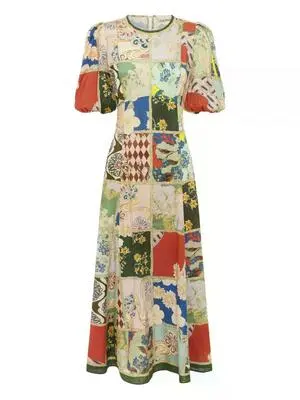 ALEMAIS Bianca Patchwork Midi Dress