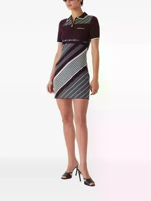 Casablanca Striped Polo Dress - Grey