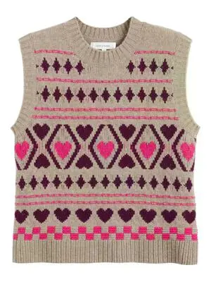 Chinti & Parker Heart-pattern Wool Knit Vest - Brown
