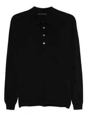 LOW BRAND Long-sleeve Button Polo Shirt - Black