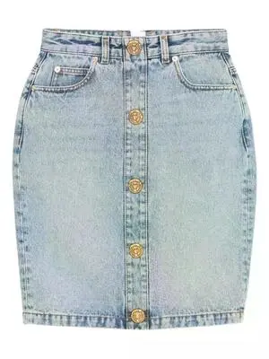 Balmain Button-detailed Denim Skirt - Blue