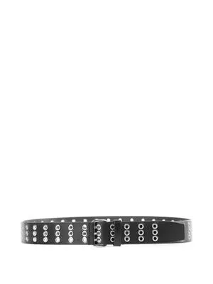 ANN DEMEULEMEESTER Eyelet-embellished Leather Belt - Black