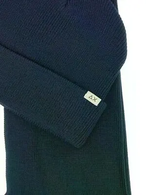 SUN 68 Micro-ribbed Beanie And Scarf Set - Blue