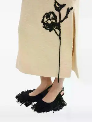Erdem Embroidered Side-split Midi Skirt - Neutrals
