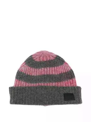 Paul Smith Striped Ribbed Beanie - Grey