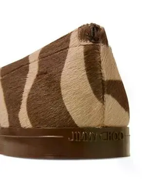 JIMMY CHOO Scarlett Zebra Print Pony Leather Ballerinas - Brown