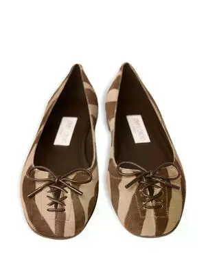 JIMMY CHOO Scarlett Zebra Print Pony Leather Ballerinas - Brown