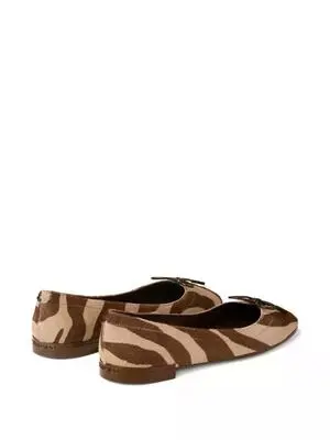 JIMMY CHOO Scarlett Zebra Print Pony Leather Ballerinas - Brown