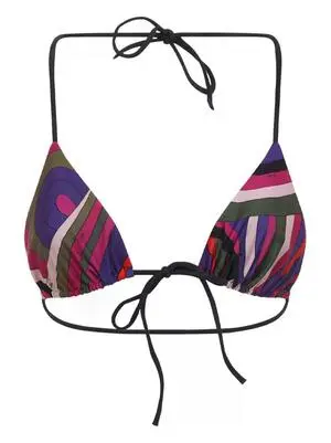 Emilio Pucci Iride-print Triangle Bikini Top - Green