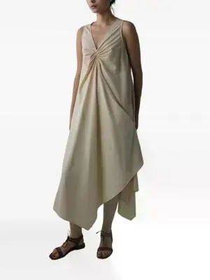 SHANSHAN RUAN Asymmetric V-neck Jersey Midi Dress