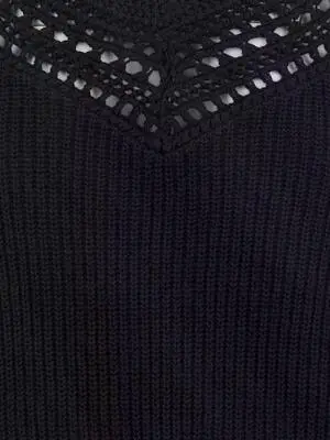TWINSET Ribbed Knit V-neck Sweater With Embroidered Collar