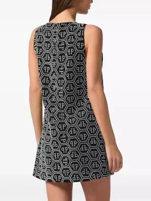 Philipp Plein Monogram Strass Mini Dress