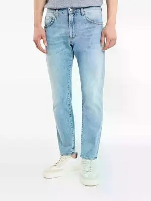 FAY Straight-leg Jeans With Leather Patch - Blue