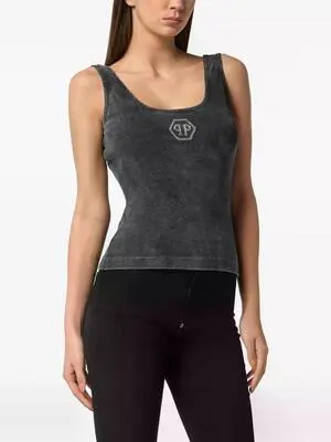 Philipp Plein Washed-effect Ribbed Tank Top