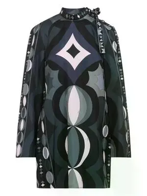 Emilio Pucci Geometric-print High-neck Dress - Black