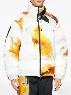 Y3 Abstract-print Puffer Jacket - White
