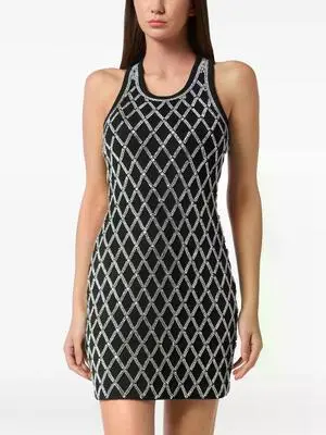 Philipp Plein Crystal Net Short Tank Dress - Black
