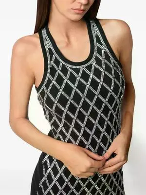 Philipp Plein Crystal Net Short Tank Dress - Black