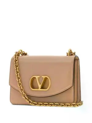 Valentino Garavani Vain Small Shoulder Bag In Shiny Calfskin - Brown