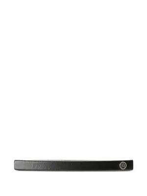 MAISON MICHEL Logo-plaque Leather Headband - Black