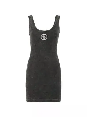 Philipp Plein Hexagon Ribbed-knit Tank Mini Dress - Grey