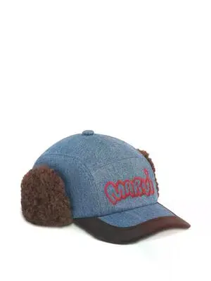 Marni Denim Baseball Cap With Ear Flaps