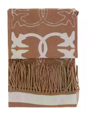 Pinko Love Birds Fringed Scarf - Neutrals