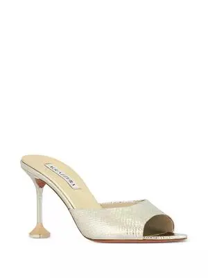 AQUAZZURA Metallic Leather Open-toe Mules - Neutrals