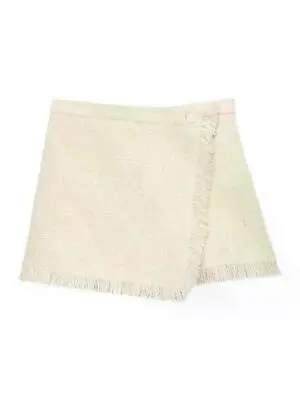MSGM Tweed Fringed Shorts - Neutrals