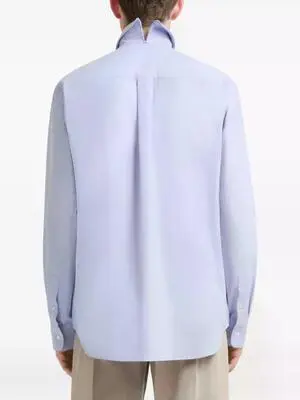 Marni Contrast-collar Embroidered-pocket Shirt