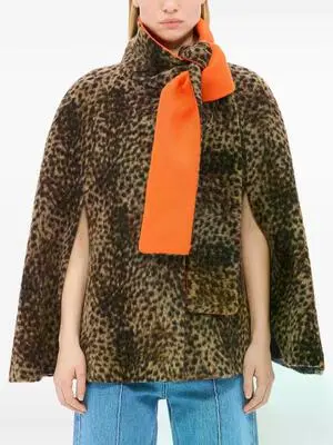 MSGM Attached-scarf Cape - Brown