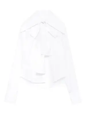 Viktor & Rolf Triple-collar Bow-detail Cotton Shirt - White