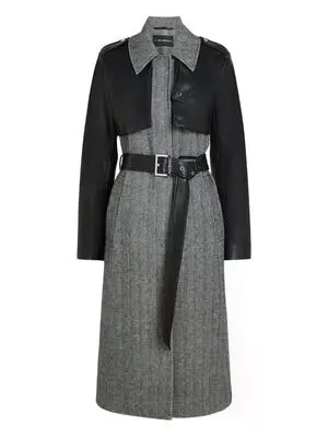 Karl Lagerfeld Belted Herringbone Coat