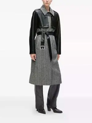 Karl Lagerfeld Belted Herringbone Coat