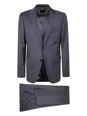 Zegna Pinstripe Single-breasted Wool Suit Grey