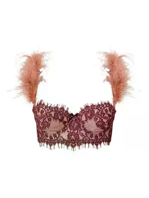 TWINSET Feather-trimmed Balconette Bra - Pink