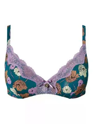 TWINSET Floral-print Triangle Bra - Green